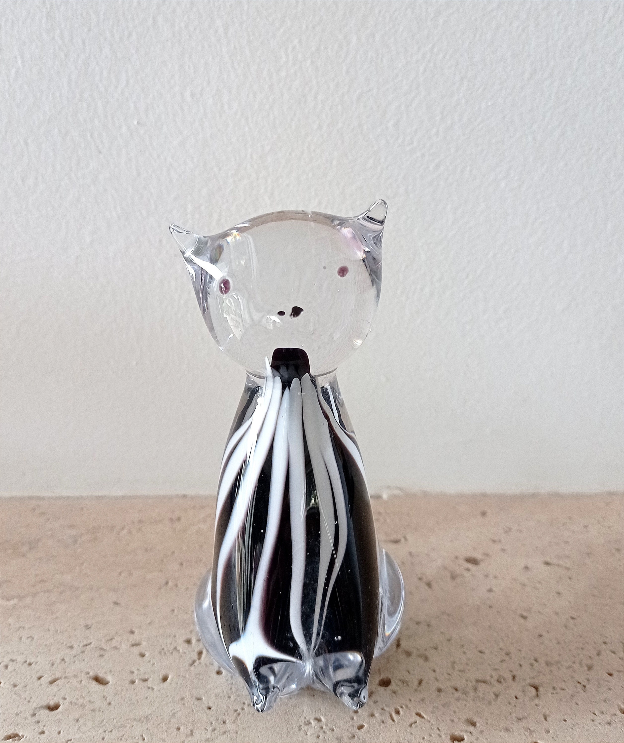Beautiful Clear Glass Cat Figurine Vintage Cat Figurine From - Etsy