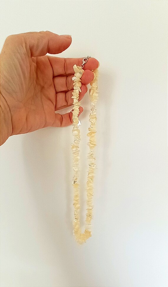 Vintage minimal shell chips statement necklace, handm… - Gem