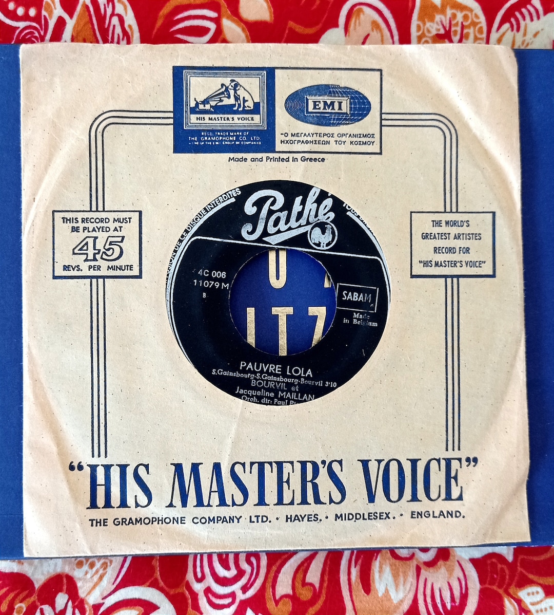 Old Vinyl Record 45 RPM S. Gainsbourg, Bourvil, French Songs, Vinyl ...