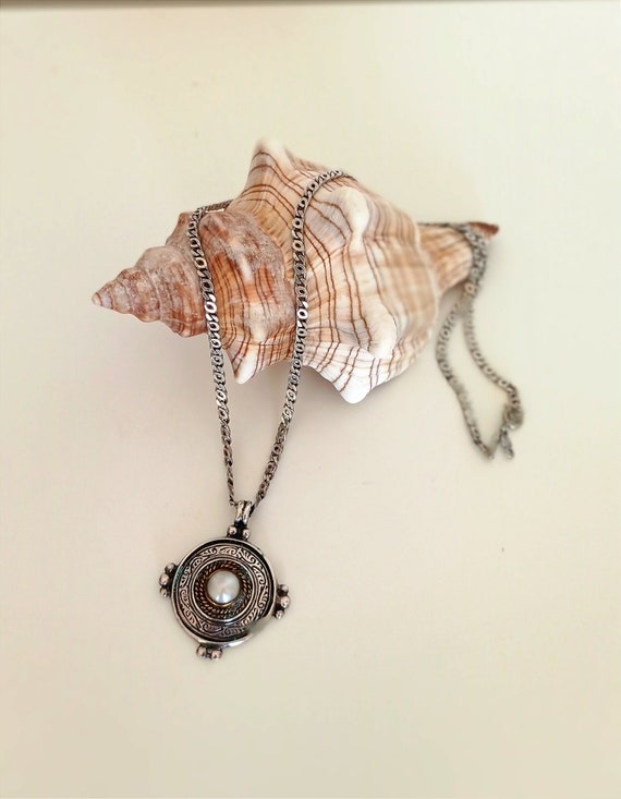 Vintage traditional Greek silver pendant necklace wit… - Gem