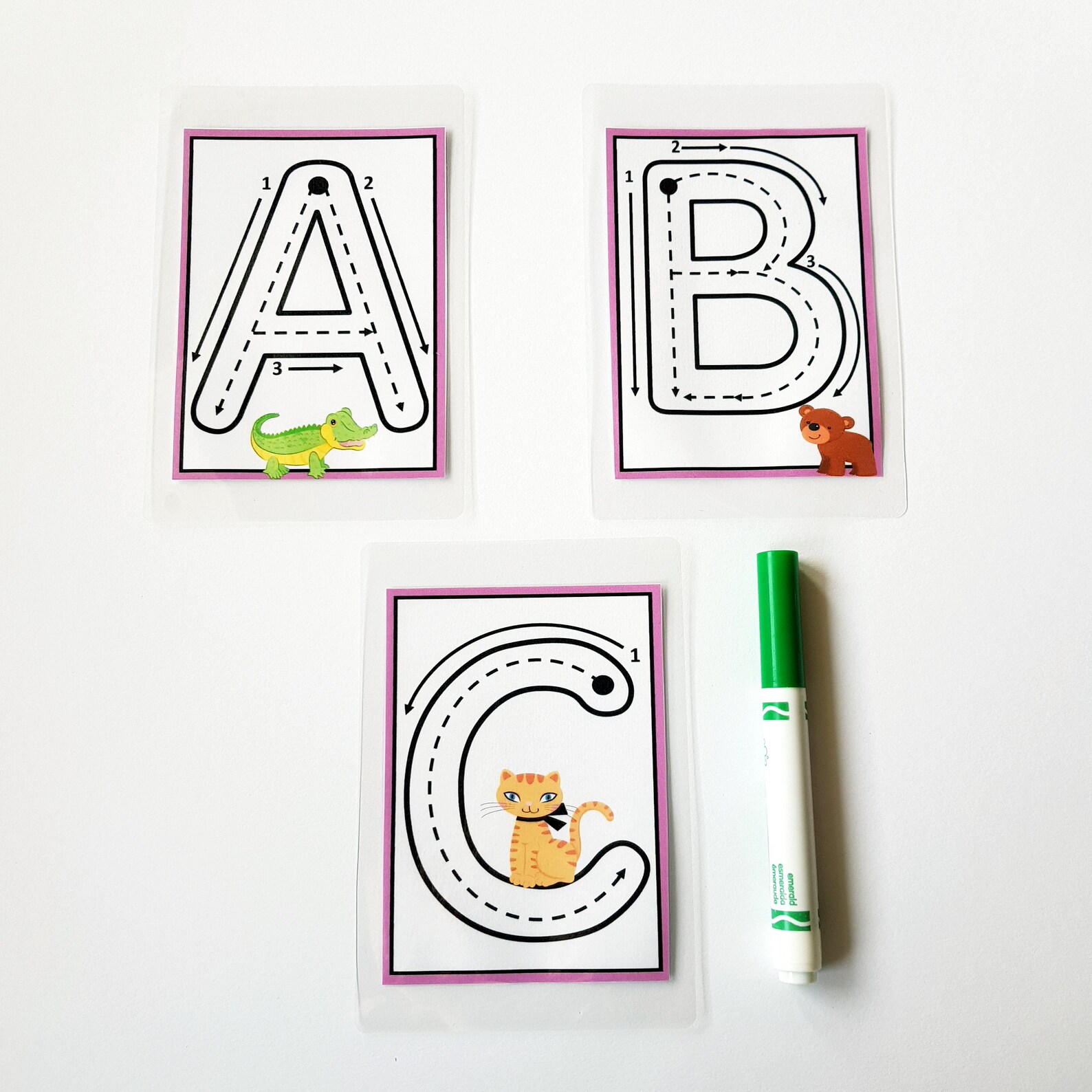 Multilingual Big Alphabet Tracing Printable Flashcards. ABC Handwriting ...