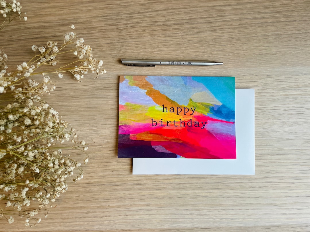 Rainbow Landscape Birthday Card: Abstract Multicoloured Design - Etsy