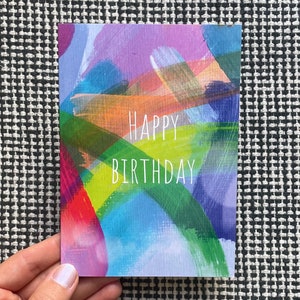 Colourful Happy Birthday Card in Abstract Design, Greeting Card by ...