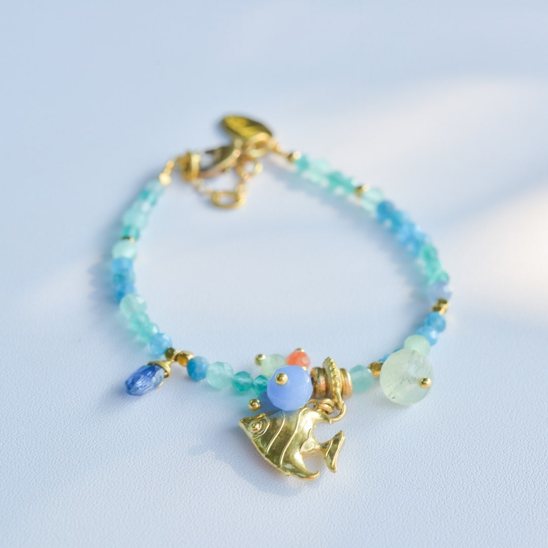 Moorish Idol Fish Bracelet With Sea-toned Natural Stones - Etsy