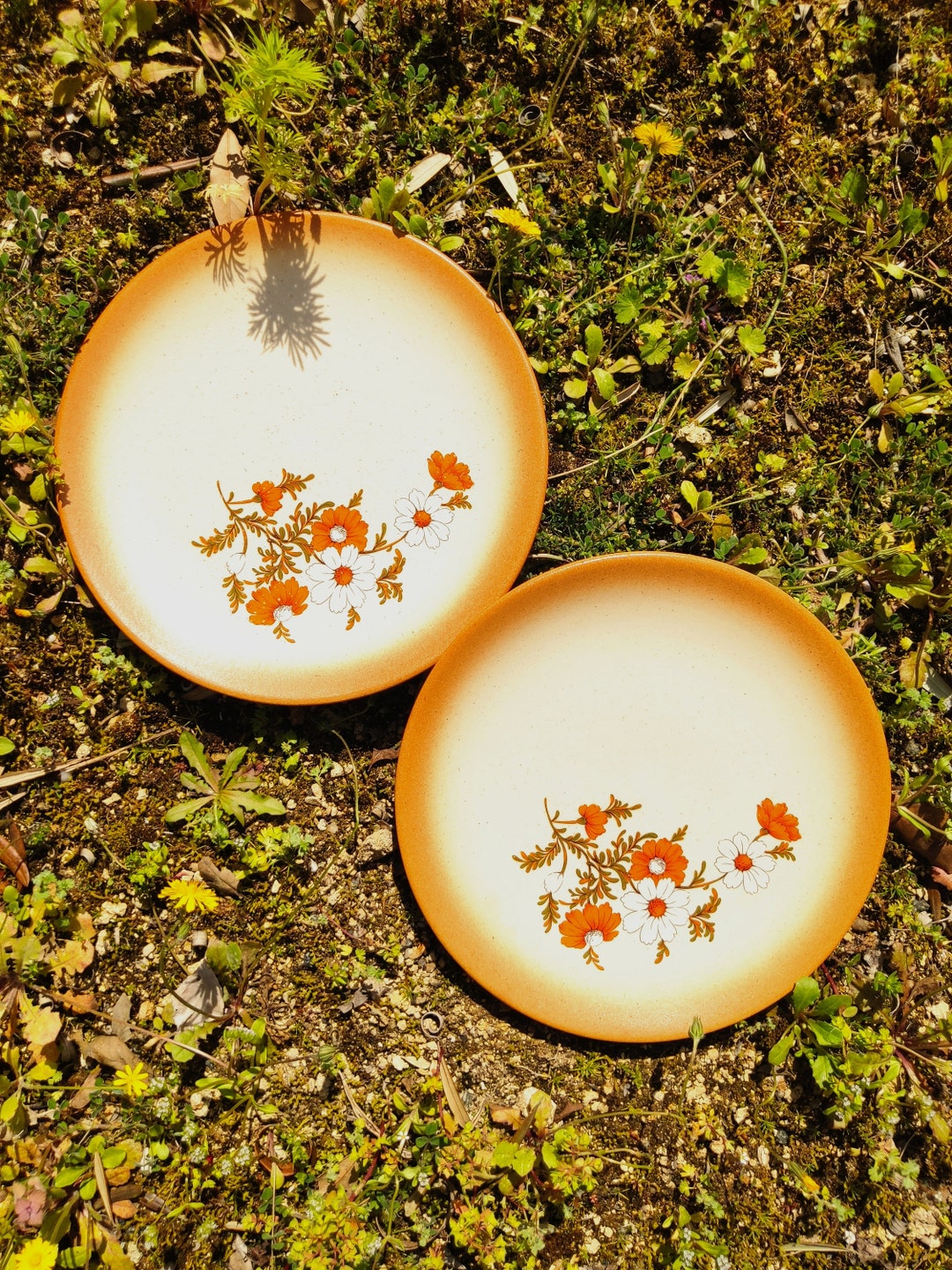 Set of 2 Vintage Sandstone Plates - Etsy