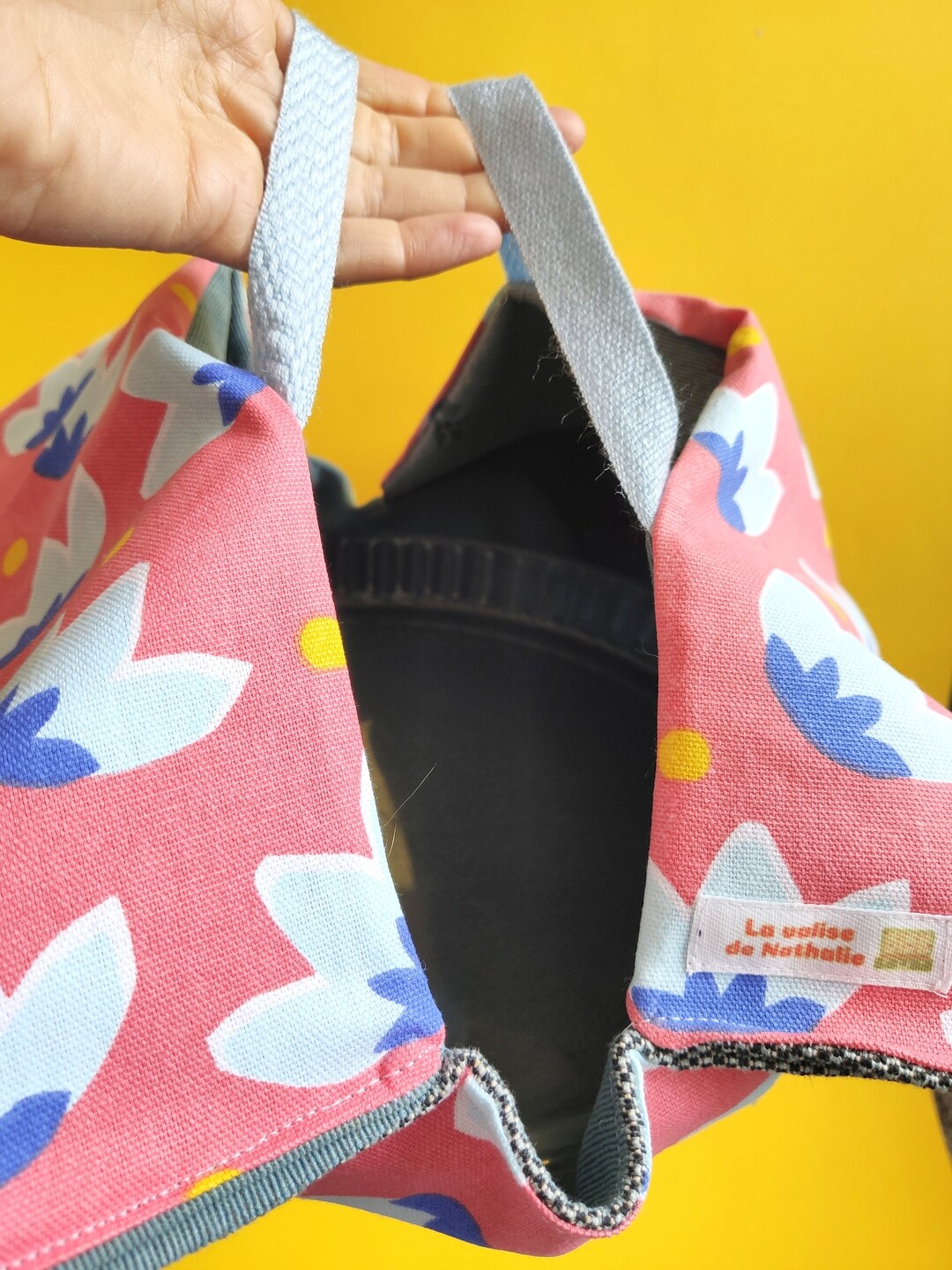 Pie Bag Blue Flowers Pink Background - Etsy