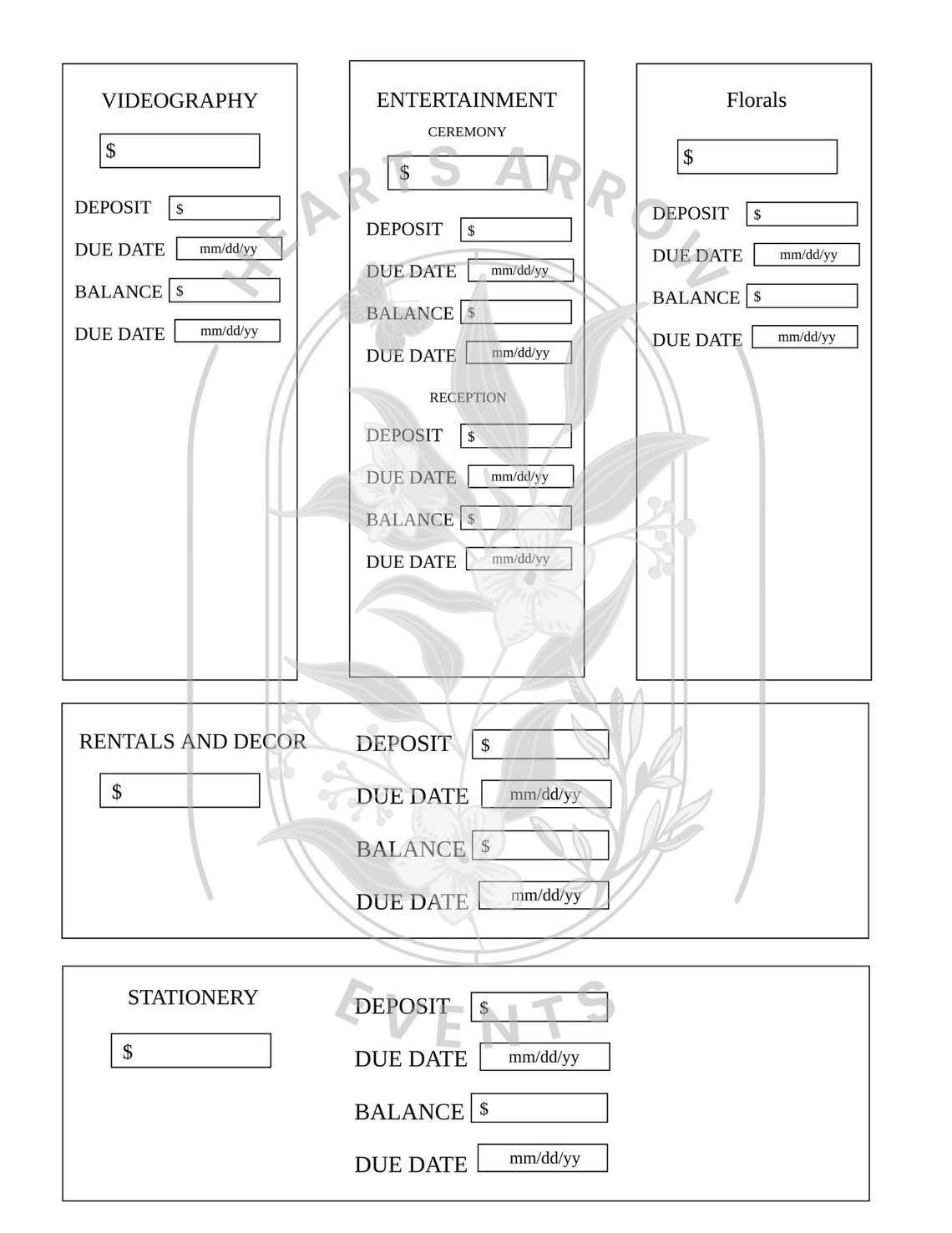ELEMENTAL Wedding Budget Planner, Simple Editable Wedding Day Budget ...