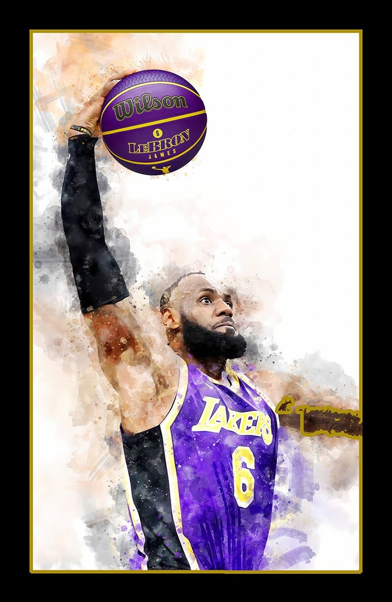 Lebron James 3D Print With Basketball by Slam Dunk - Etsy