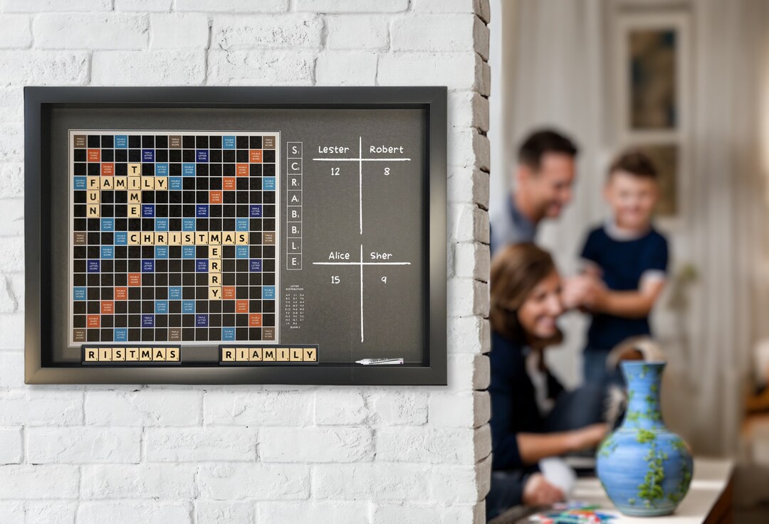 Scrabble Wall Word Game - 39" X 27" - Black Cabinet - Farm Style for ...
