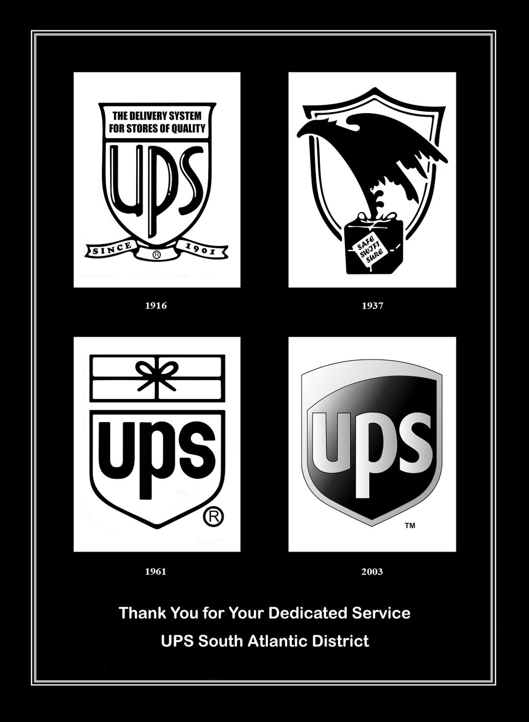 UPS 3-D Logo History for 1921 to 2003 United Parcel Service Custom ...