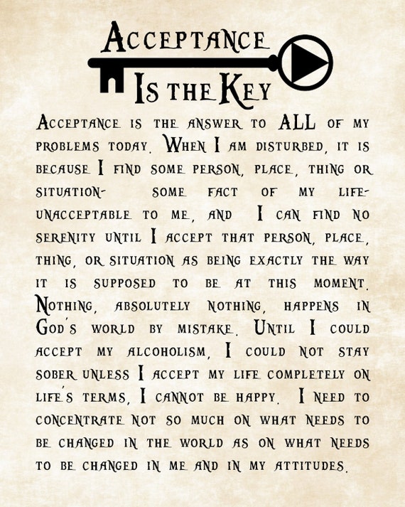 Acceptance Is The Answer Big Book Acceptance Was The Answer
