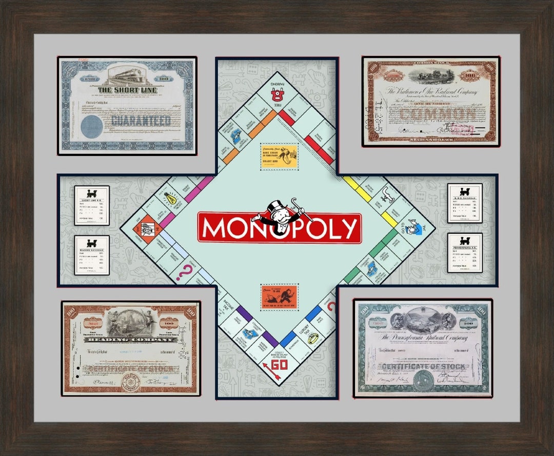 Giant Wall Monopoly Wall Décor Shadowbox With Railroad Stock ...