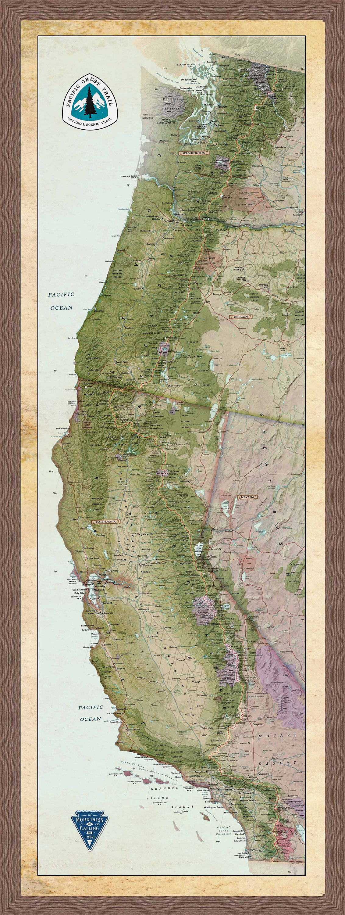 Pacific Crest Trail Wall Map