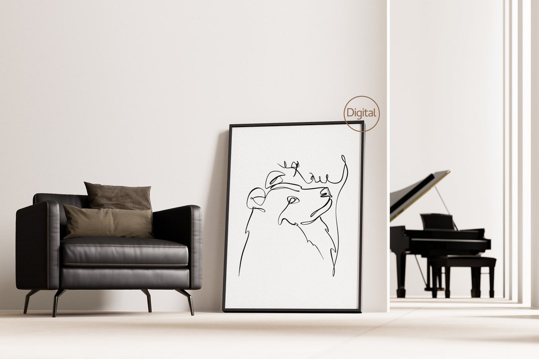 Sheltie Line Wall Art, Dog Lovers Gift, Minimalist One Line Drawing ...