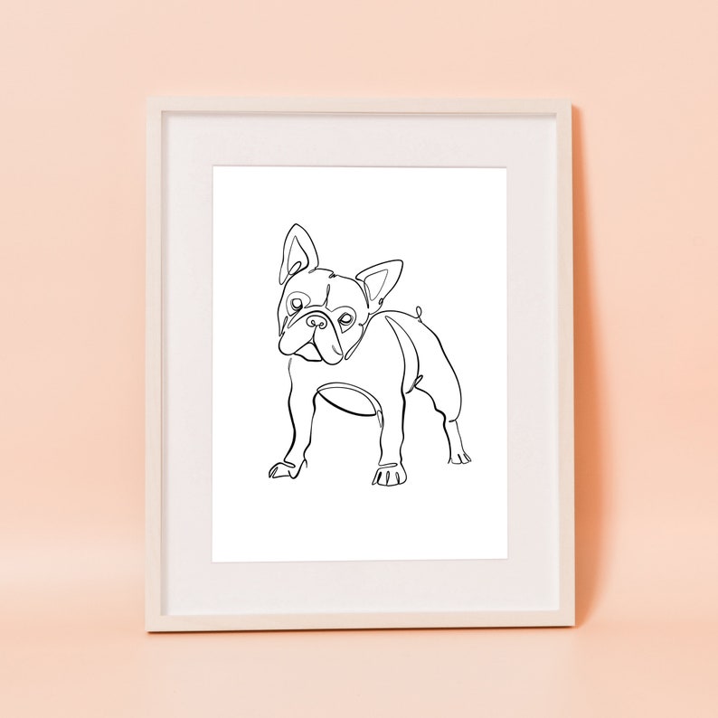 Dog Line Art Print, One Line French Bulldog, Printable Black & White ... Dog Line Art Print, One Line French Bulldog, Printable Black & White ...