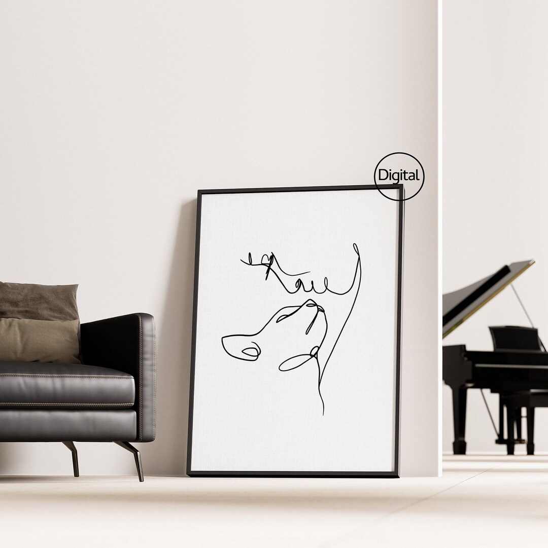 One Line Cat Art Print Printable Black and White Single Line - Etsy UK