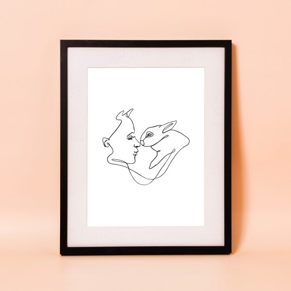 Rabbit Line Art - Etsy