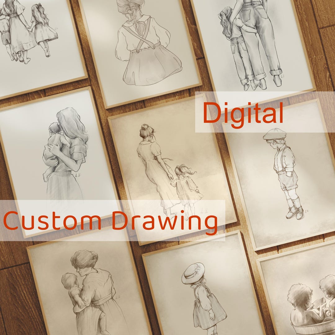 Customize Digital Vintage Style Print, Personalize Pencil Hand Draw ...