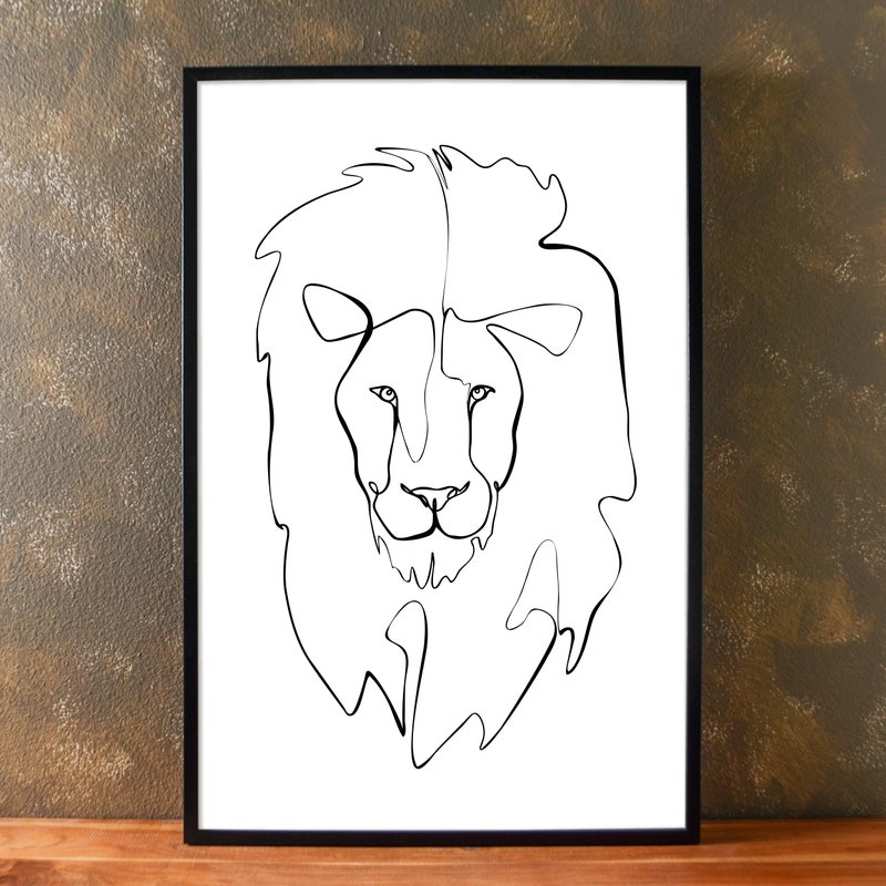 Lion Line Art - Etsy