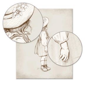 Pink Vintage Style Girl Nursery Wall Art, Pencil Sketch Drawing ...