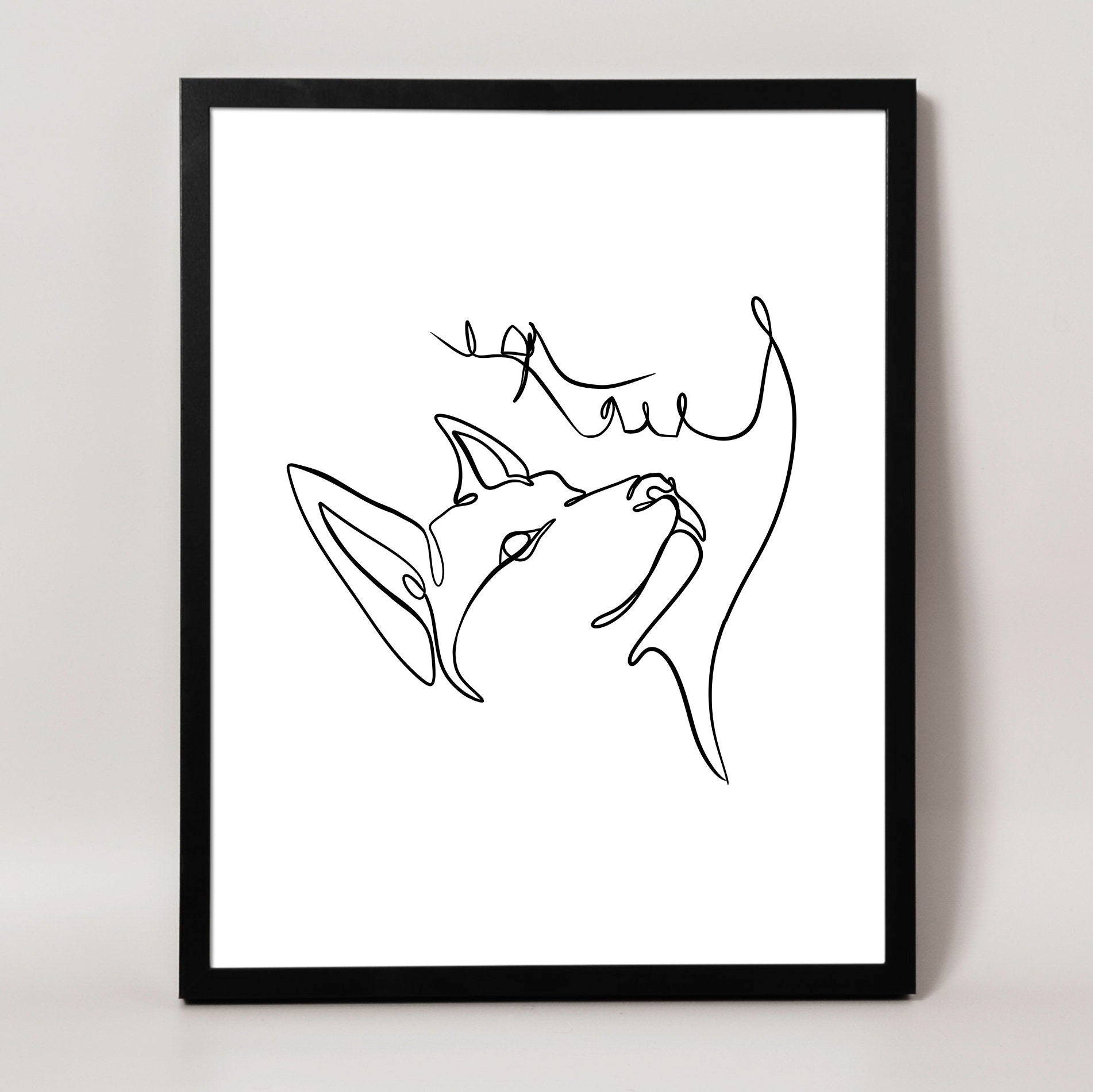 German Shepherd Line Art, Digital Black and White Dog One Line Minimal ...