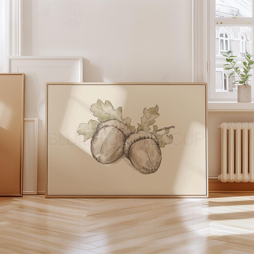 Vintage Style Acorn Wall Art, Pencil Drawing Prints, Kitchen Dinning ...