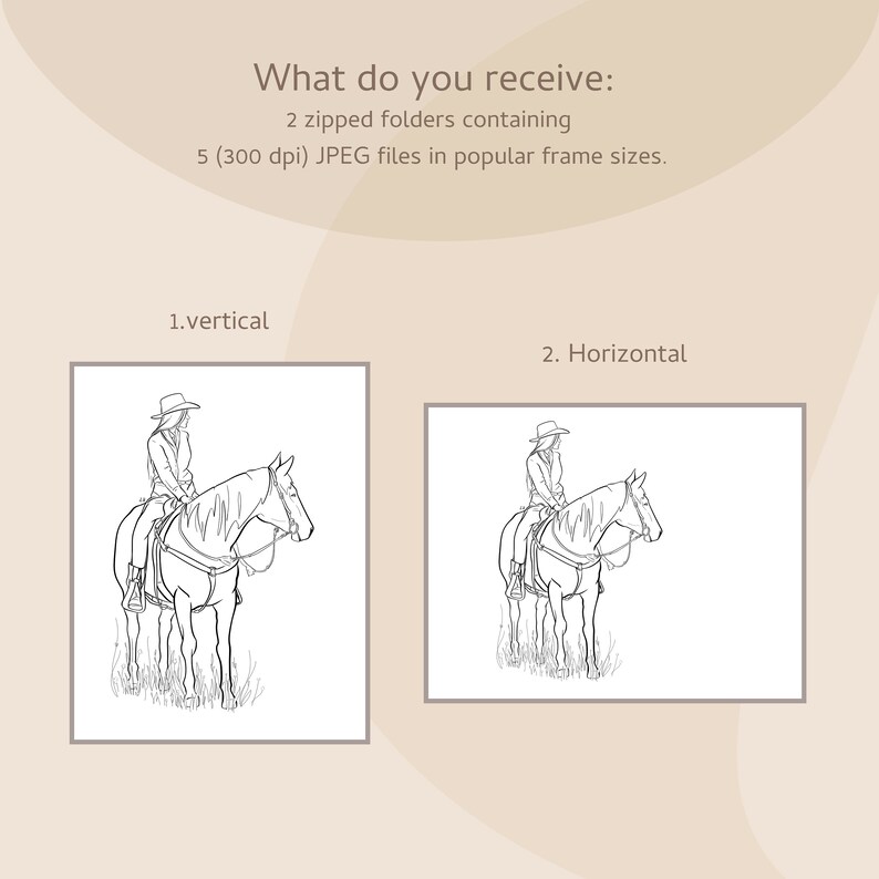 Cowgirl Horse Riding Line Art, Black & White Outline, Girls Room Wall ...