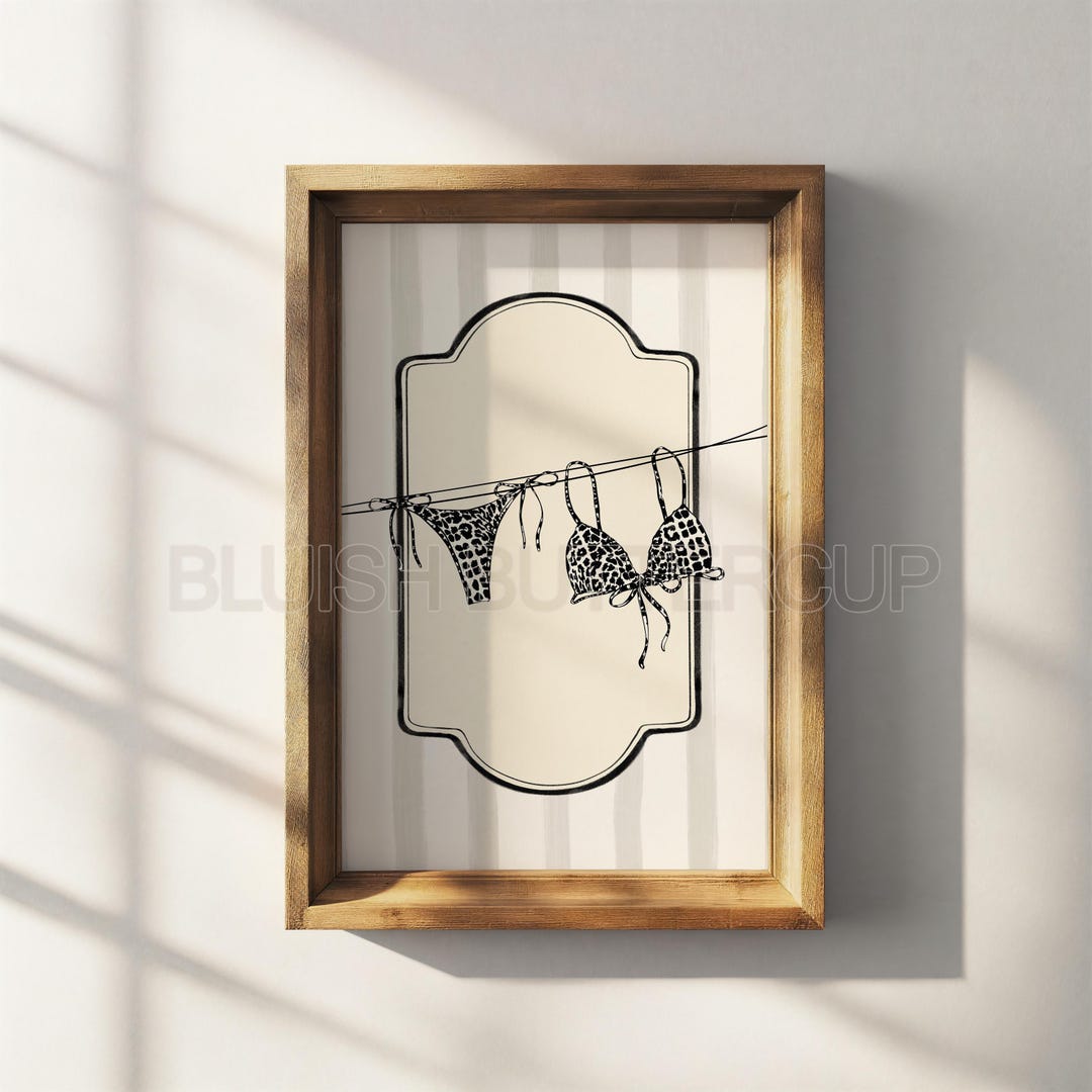Black Leopard Print Bikini Wall Art, Bathroom Prints, Bathing Suit ...
