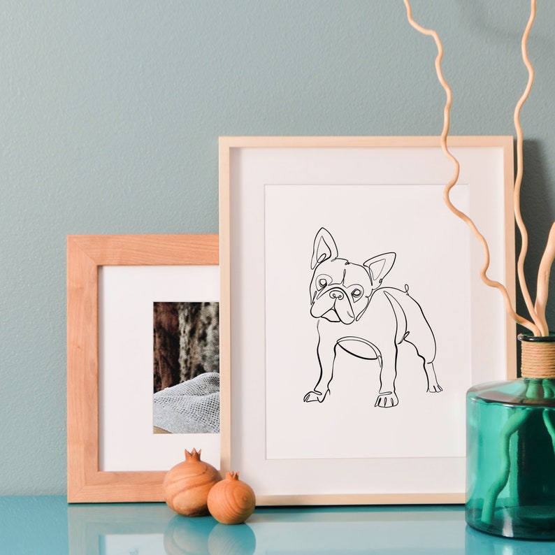 Dog Line Art Print, One Line French Bulldog, Printable Black & White ... Dog Line Art Print, One Line French Bulldog, Printable Black & White ...