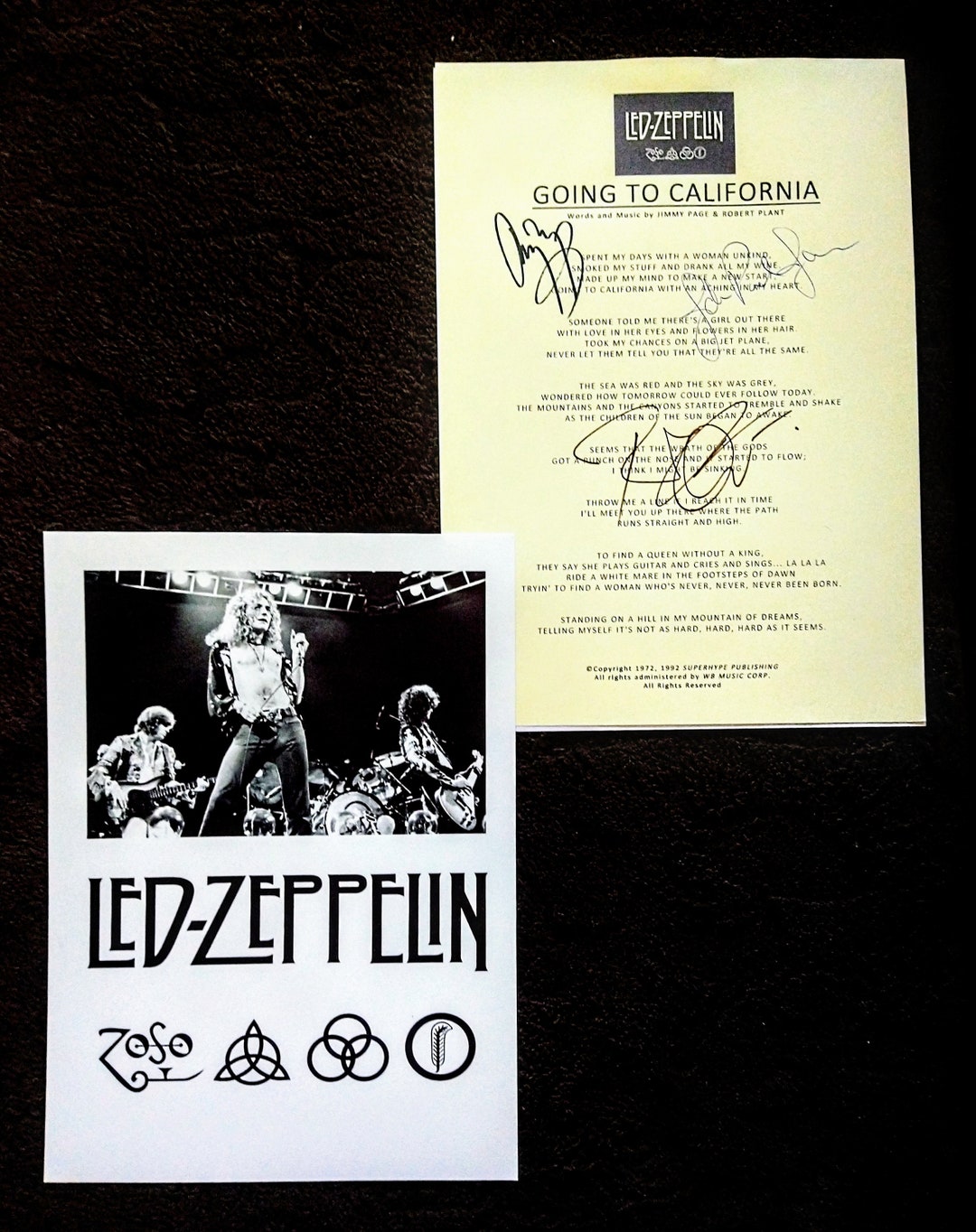 Led Zeppelin Very Rare Vintage Fully Autographed going TO California ...
