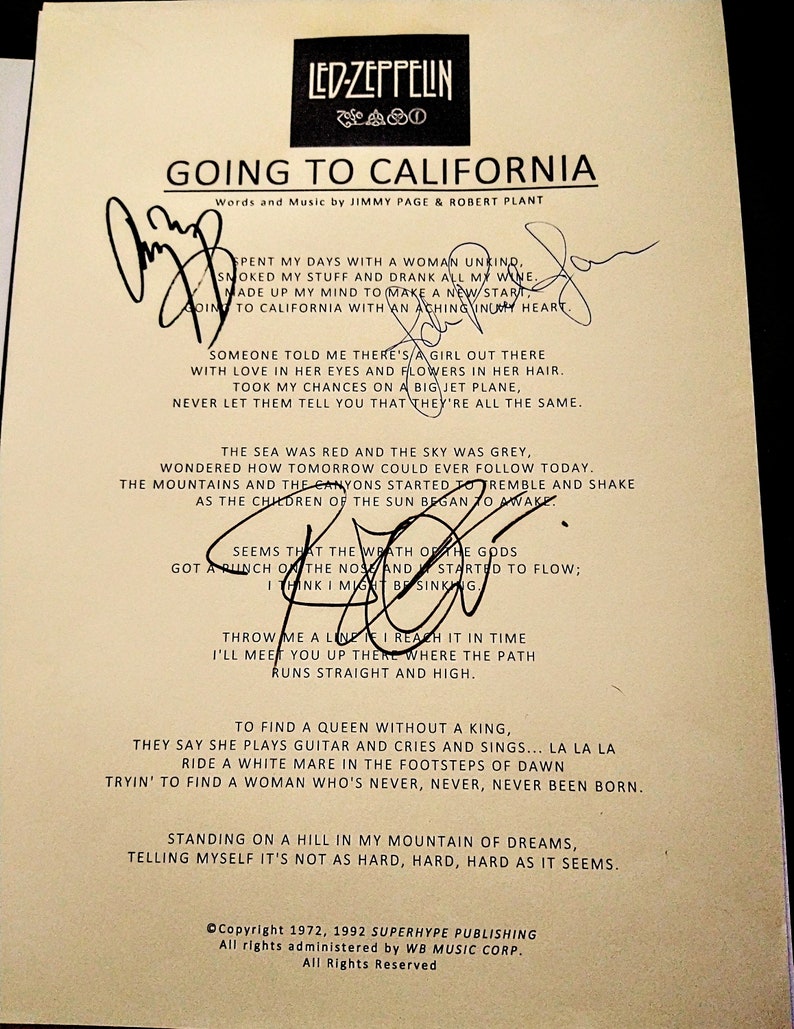 Led Zeppelin Very Rare Vintage Fully Autographed going - Etsy