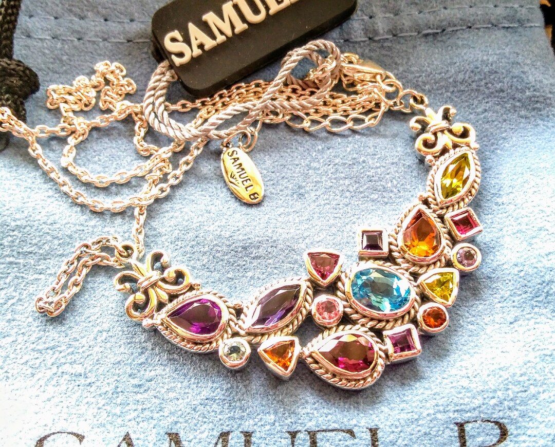Samuel B SS Multi Gemstone Necklace 17.12 G Total Weight - Etsy