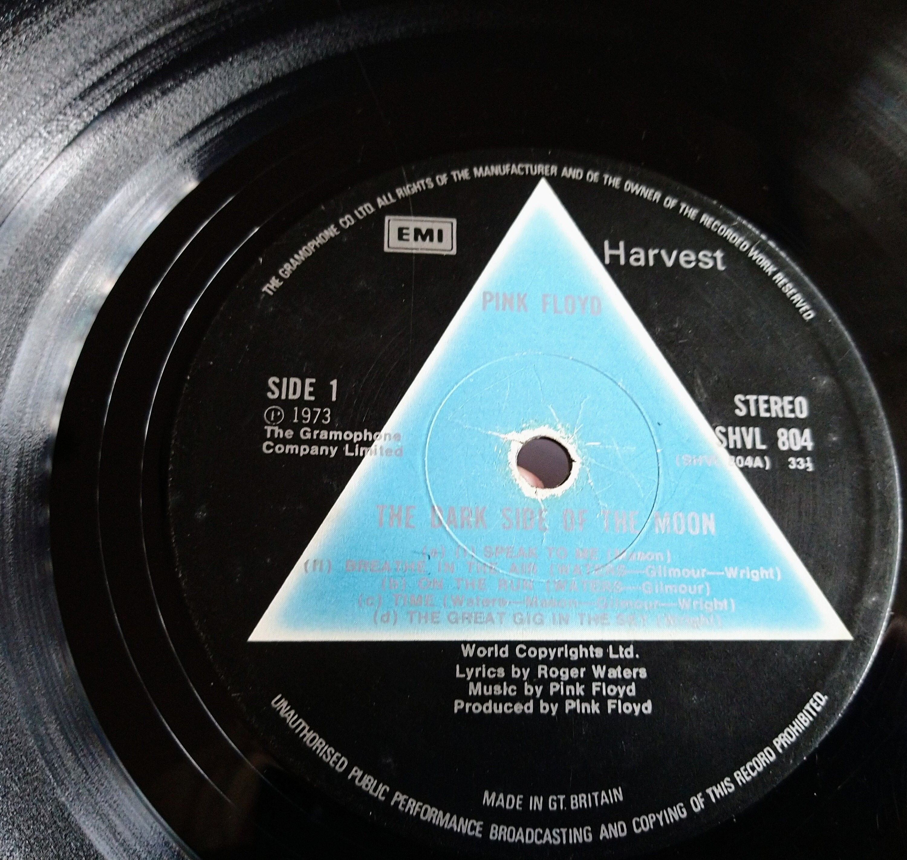 Pink Floyd Dark Side Of The Moon Solid Blue Triangle A2 B2 Uk 1st