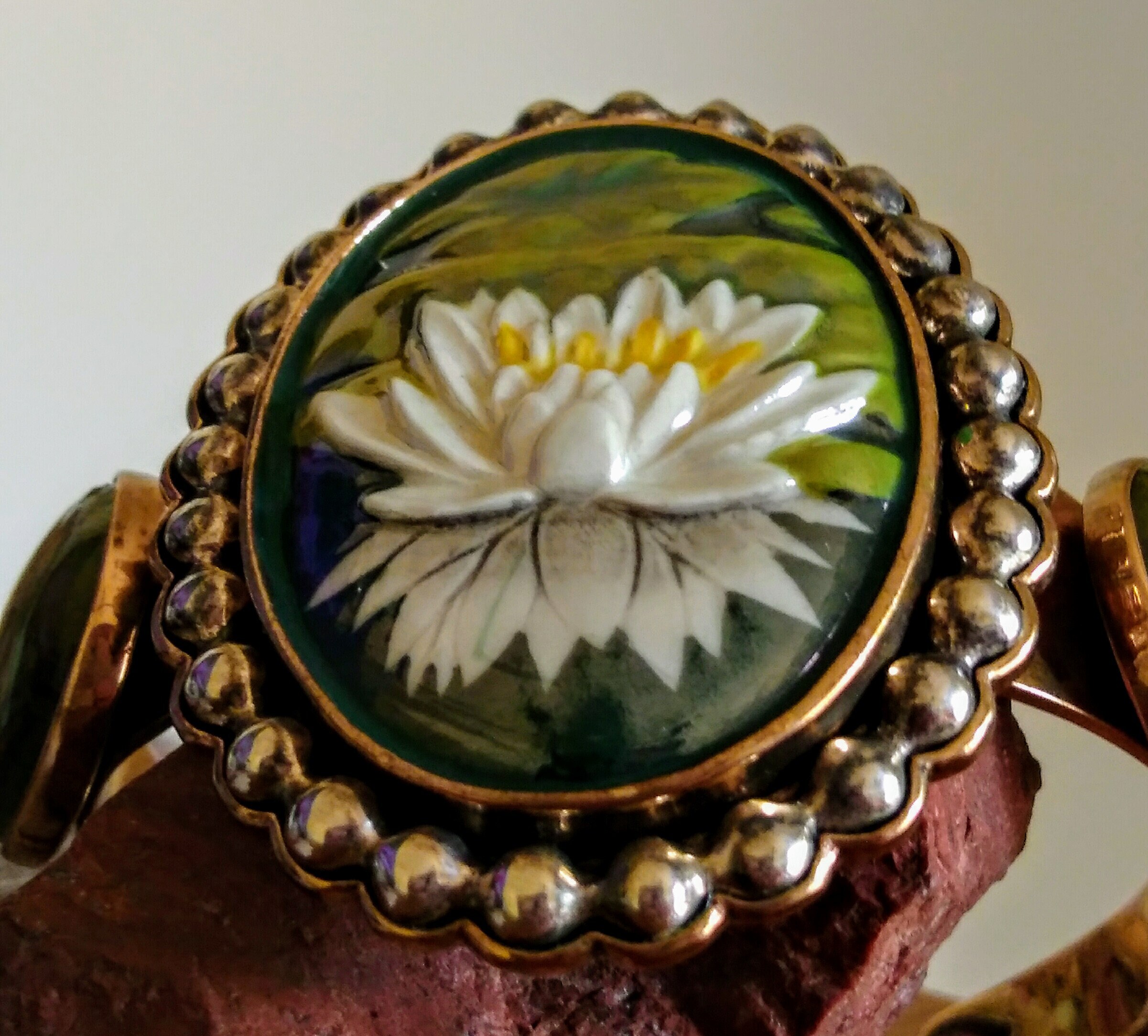 AMY KAHN RUSSELL Bronze/s/silver/turquoise Waterlily Cuff Brand New - Etsy