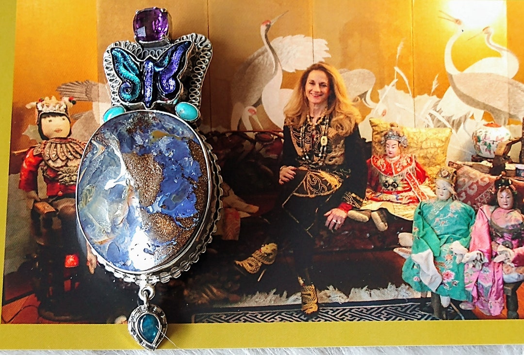 New Amy Kahn Russell Dichroic Glass Butterfly, Boulder Opal, Amethyst ...