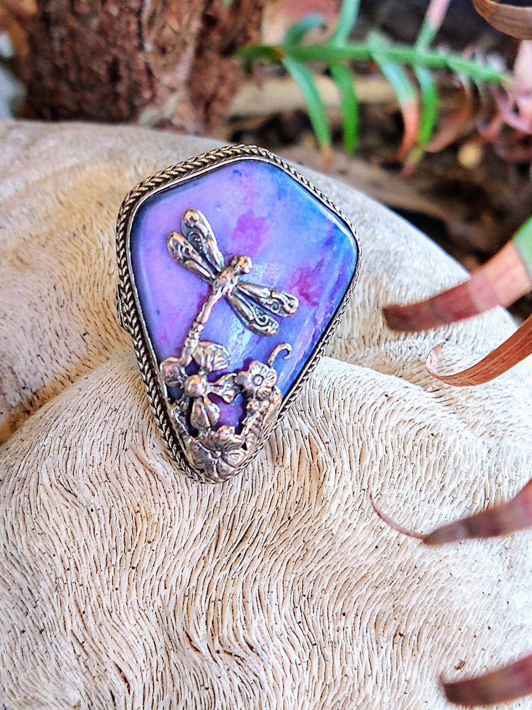 Sarda 27.3ct Dragonfly Tye Dye Ring Sterling Silver Ring Brand New With ...