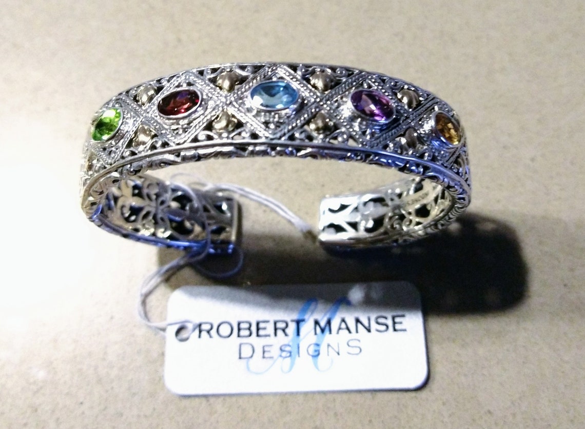 Robert Manse Multi Gemstone Sterling Silver With 18k Solid Gold Accent ...
