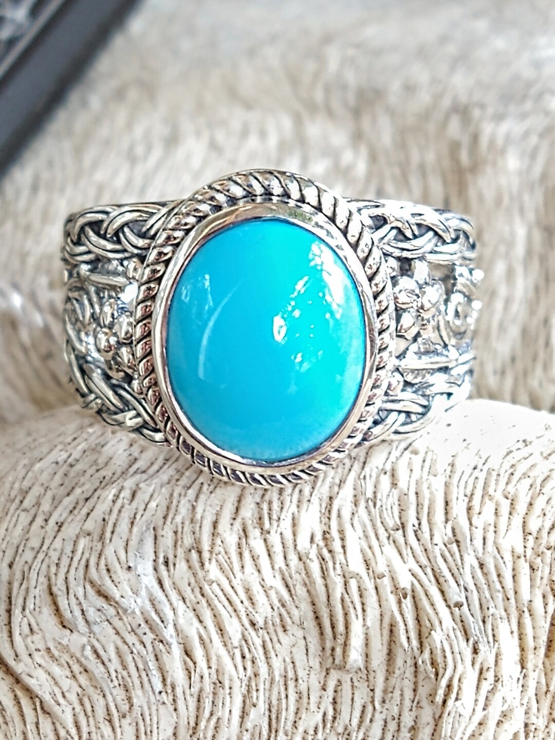 Samuel B Silver 2.50 Cwt. Sleeping Beauty Turquoise Oval Ring New - Etsy