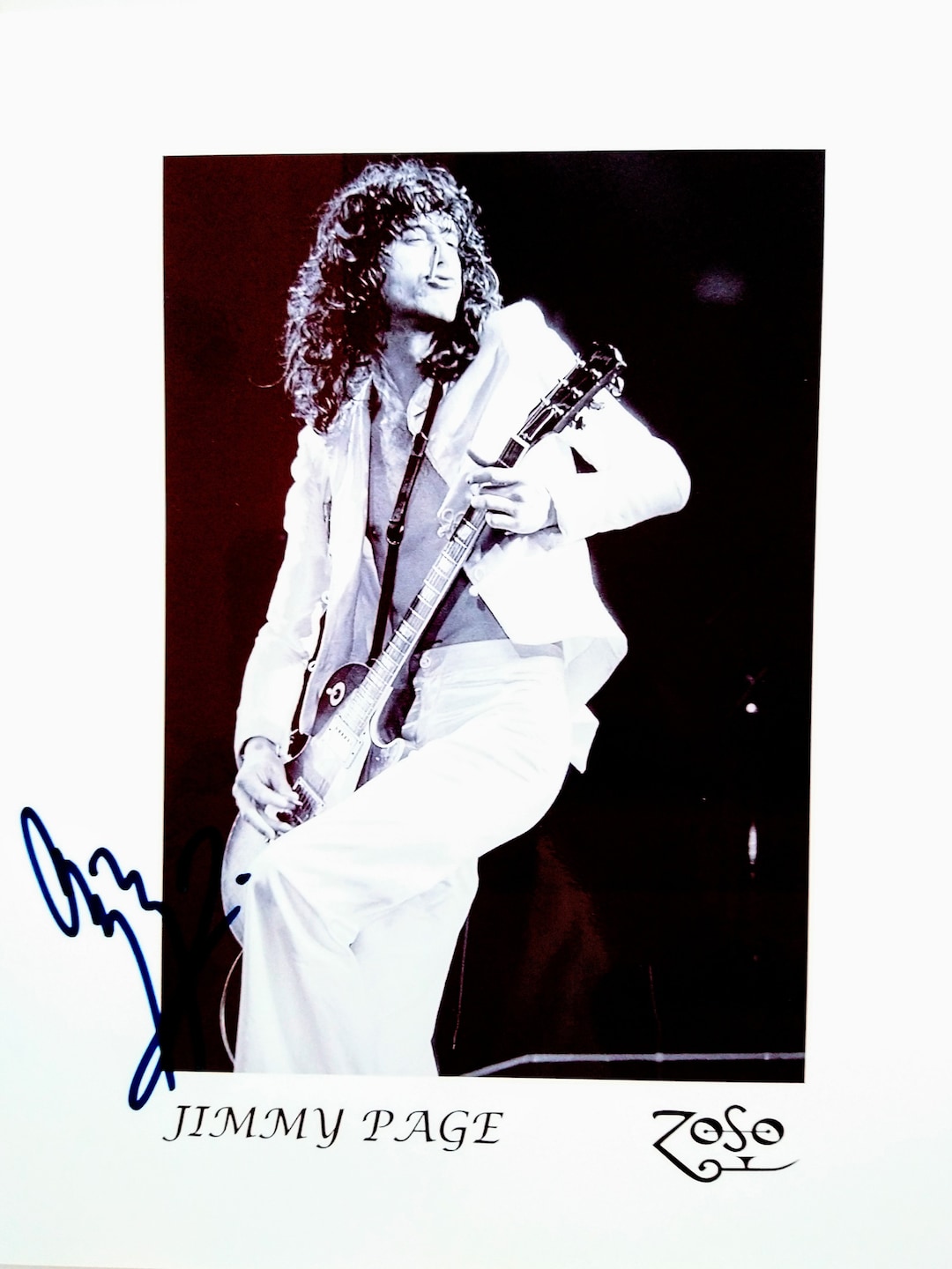 Led Zeppelin Rare Jimmy Page "zoso" Hand Signed Photo With COA - Etsy