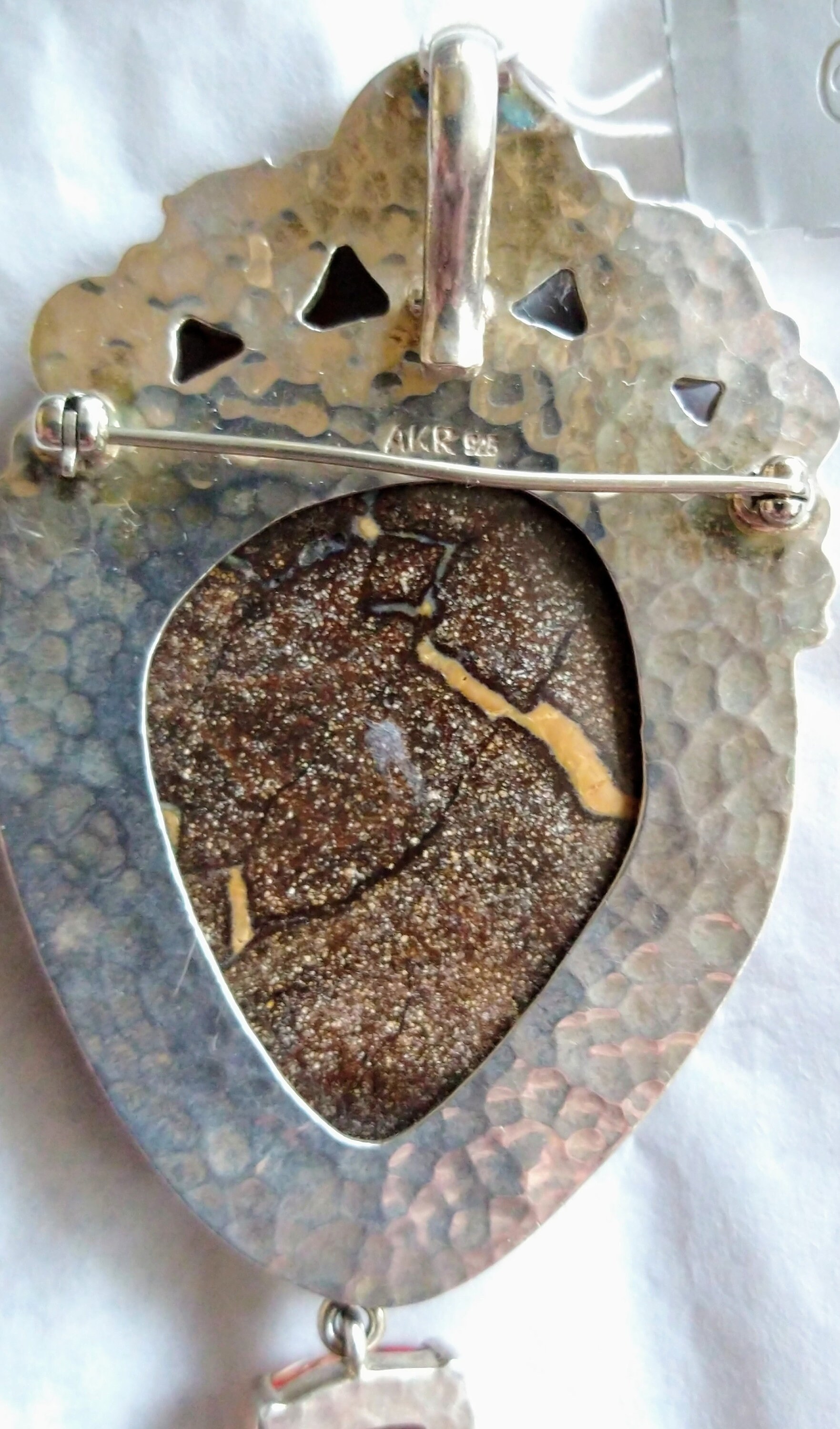 Amy Kahn Russell ONE OF A KIND Ammonite Ruby Quartz Sterling Silver Pin ...