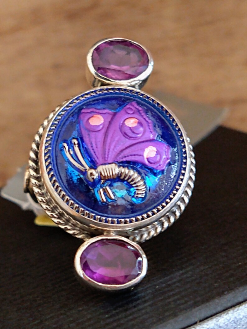 Amy Kahn Russell 13.2ct Gemstones Butterfly Ring Sterling Silver Size7 ...