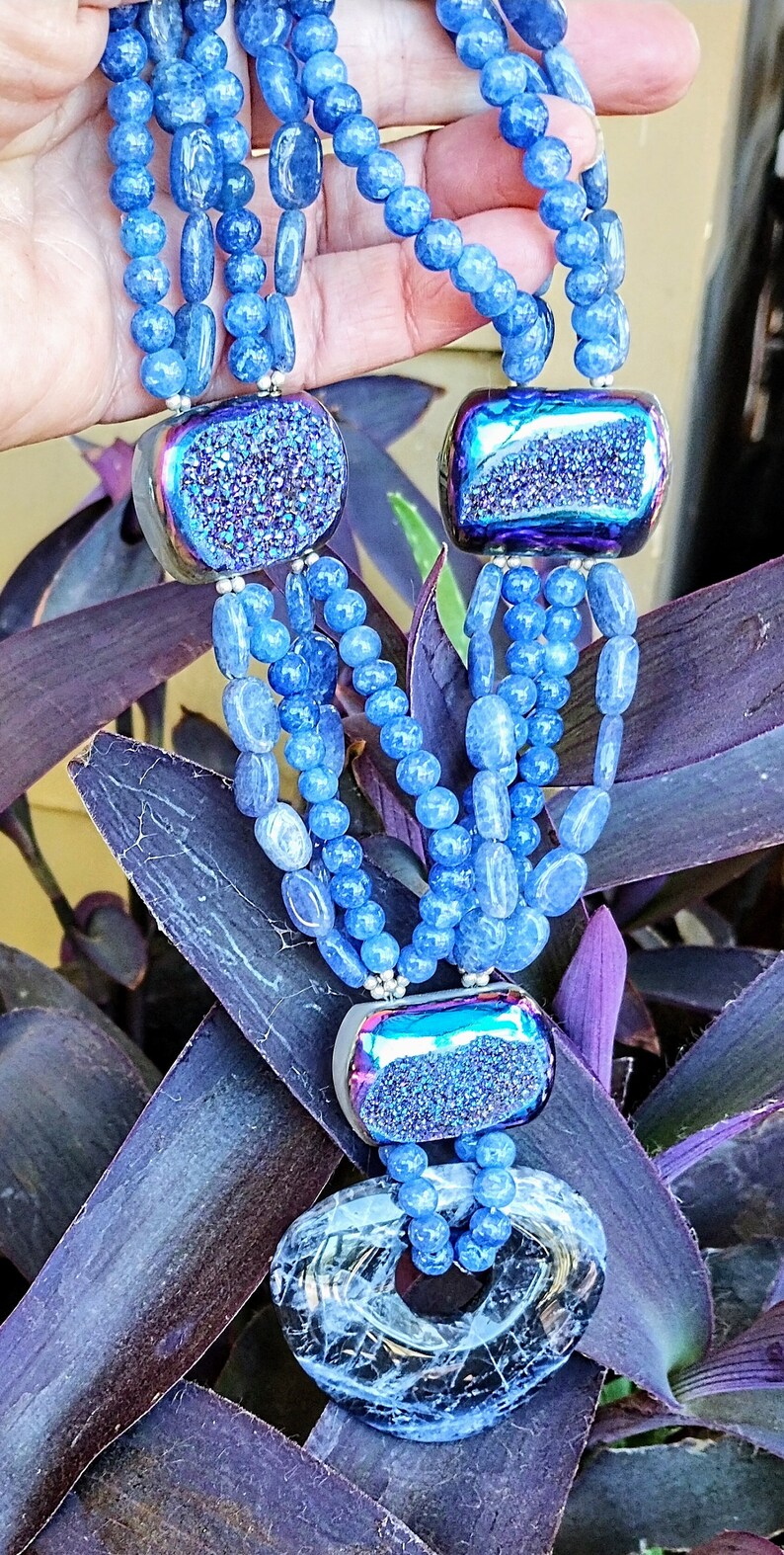Amy Kahn Russell Statements Four Strand Blue Kyanite ,purple Druzy ...