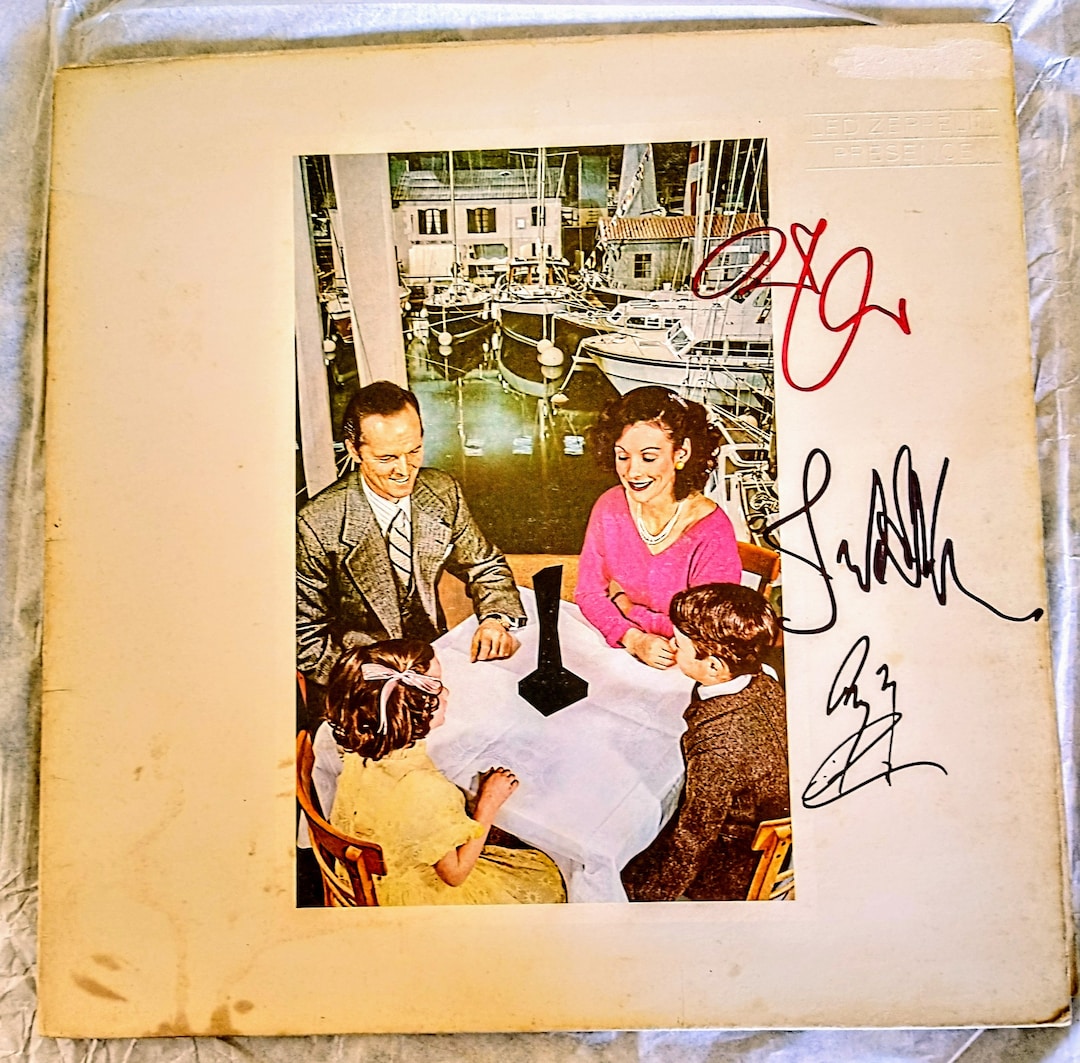 Led Zeppelin "presence" Genuine Fully Hand Signed by All 3 Members With ...
