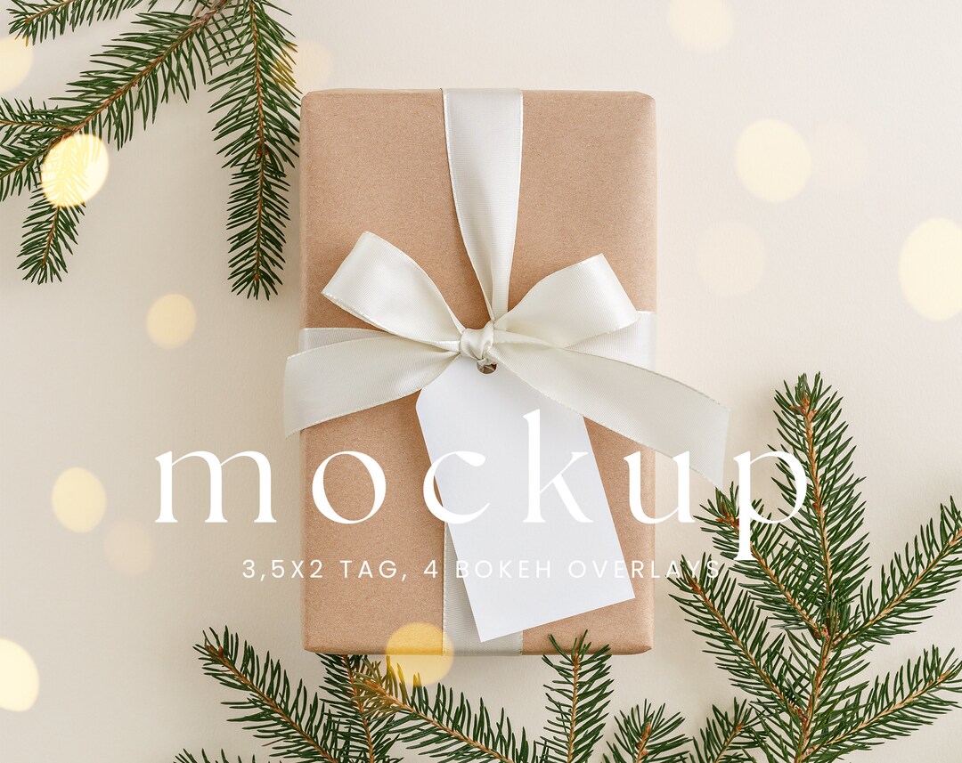 Christmas Gift Tag Mockup. Holiday Tag Mockup, Empty Gift Tag, 2x3,5 ...