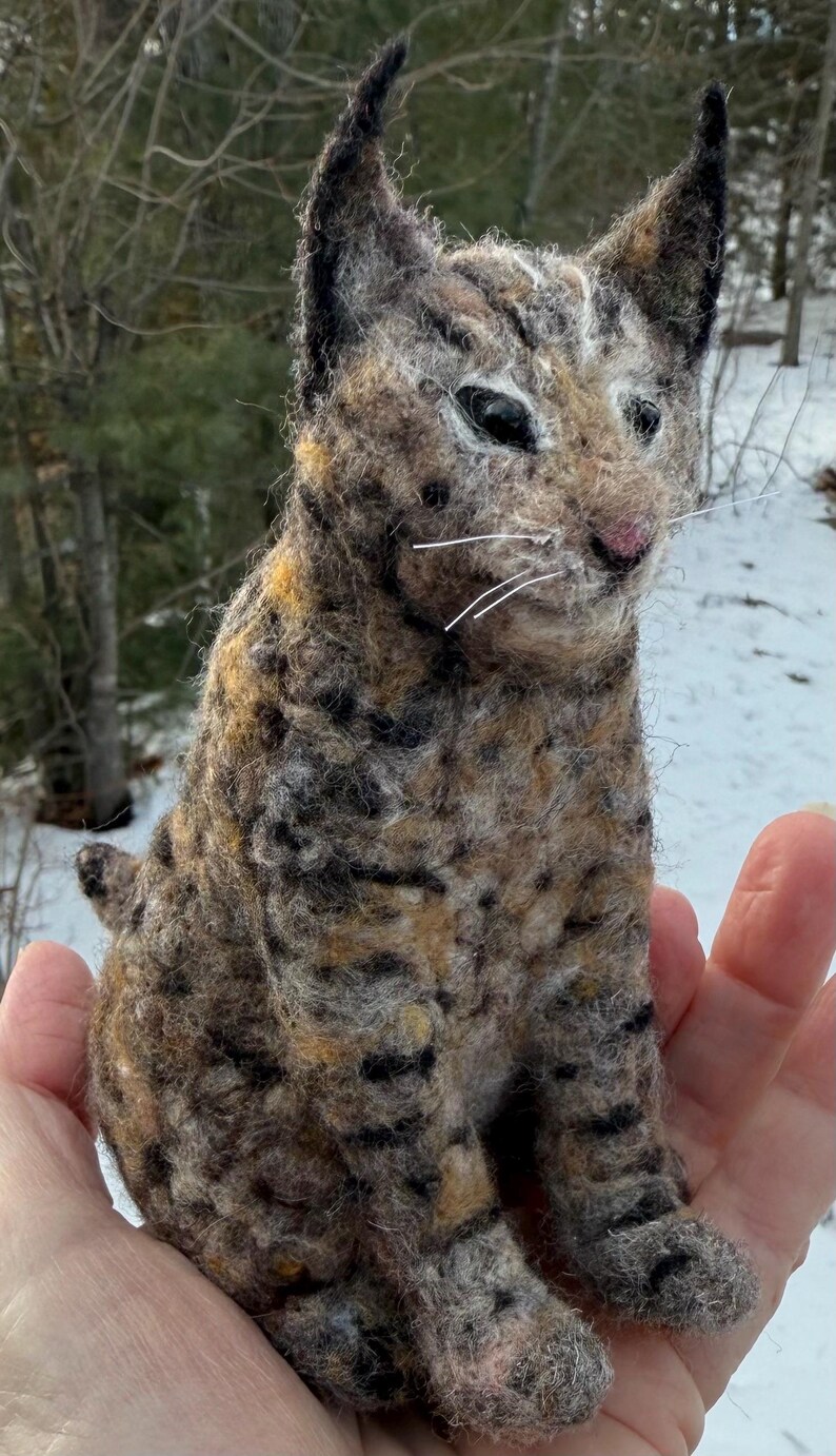Felted Bobcat, Wool Sculpted Bobcat, Bobcat Art, Bobcat Ornament, Red ...