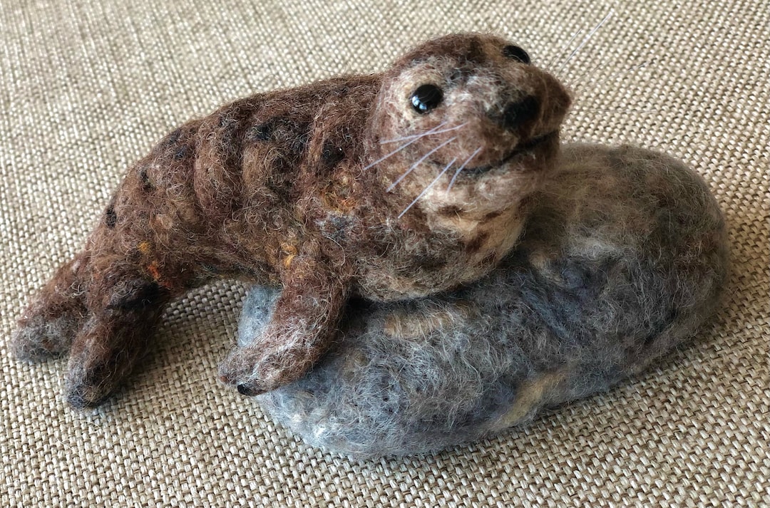 Felt Seal Beach Rock, Felted Seal, Seal Soft Sculpture - Etsy