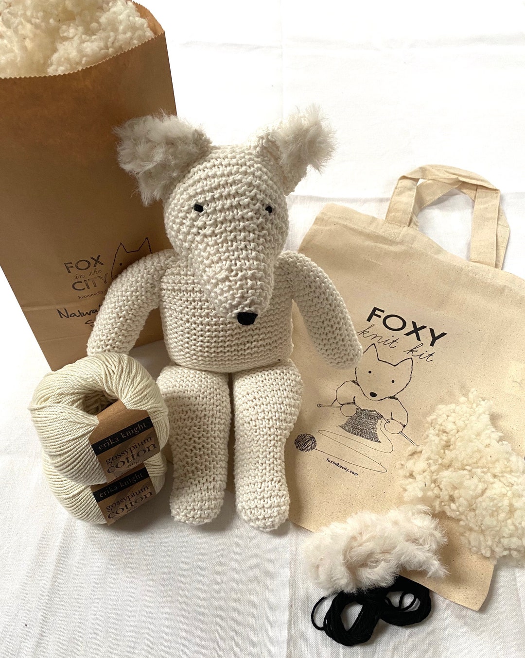 Echo the Arctic Fox Knitting Kit - Etsy