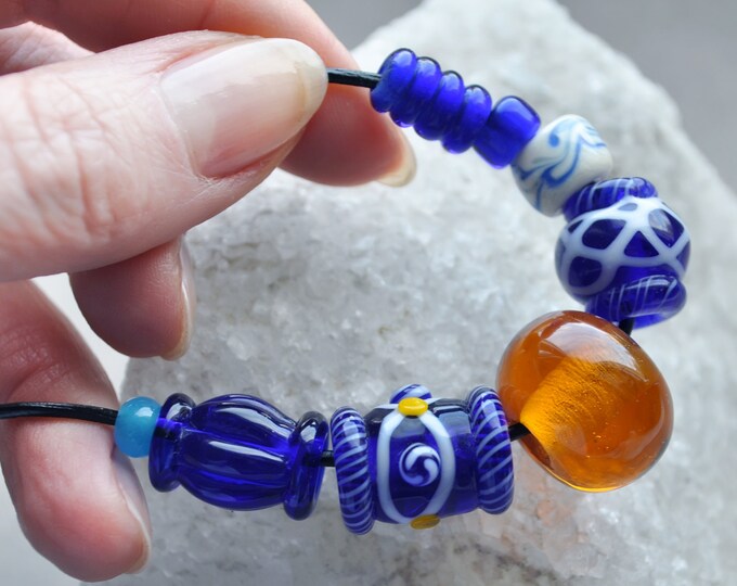 Blue Irish Glass Bead Necklace. Viking Glass Beads. - Etsy