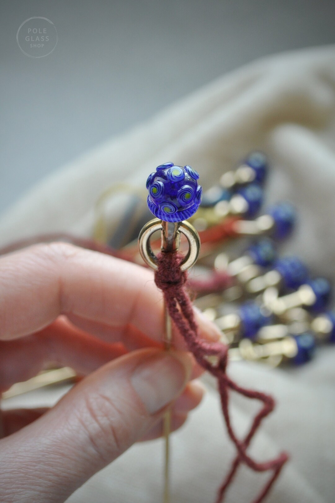 Ringed Bronze Pin With Blue Glass Head. Version 3 - Etsy