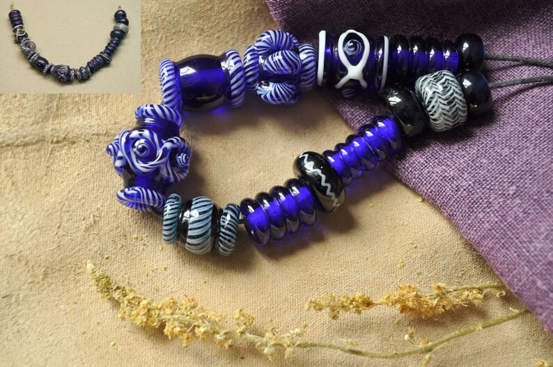 Blue Irish glass bead necklace. Viking glass beads. | Etsy